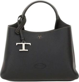 Tod's Femme, Sacs, Noir, Taille: ONE Size Logo-Pendant Leather Tote Bag