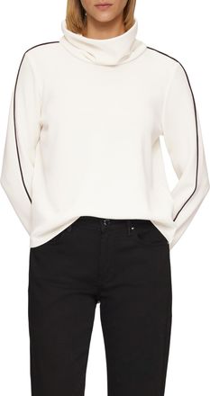 s.Oliver Black Label Sweatshirt mit Kontrast-Details und geschlitztem Ärmelsaum Ecru 44