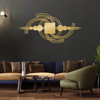 Generic Abstrakte geometrische Wandkunst aus Metall in Schwarz, Moderne Wanddekoration aus Metall im Mid-Century-Stil f&uuml;r Badezimmer und Wohnzimmer, abstrakte