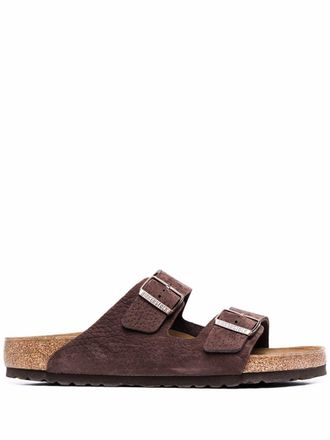 Birkenstock sandales Arizona en cuir grain&eacute; - Marron