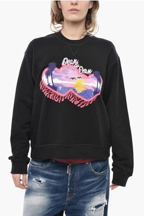 Dsquared2 Brushed-Cotton Crewneck Sweatshirt COOL FIT, Printed size Xxs