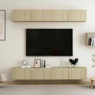 vidaXL Vidaxl - Définissez 4 meubles de télévision avec un design moderne et élégant disponible en différentes couleurs 100 cm Couleur : marron