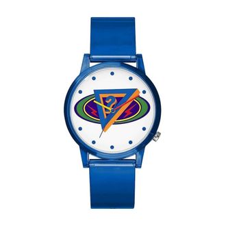 Guess unisex, Accessoires, Bleu, Taille: ONE Size Montre analogique à quartz en résine bleue