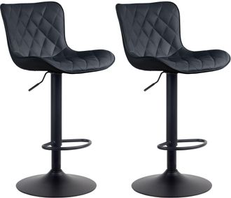 Clp 2er Set Barhocker Emma - Höhenverstellbare Barstühle - 360° Drehstühle Mit Rückenlehne Für Küche Und Bistro, Farbe:schwarz, Material:Kunstleder