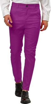 Generic Pantalon &eacute;l&eacute;gant pour homme - Coupe ajust&eacute;e - Pantalon daffaires long - Pantalon de loisirs - Taille &eacute;lastique - Pantalon chino uni avec poches lat&eacute;ra