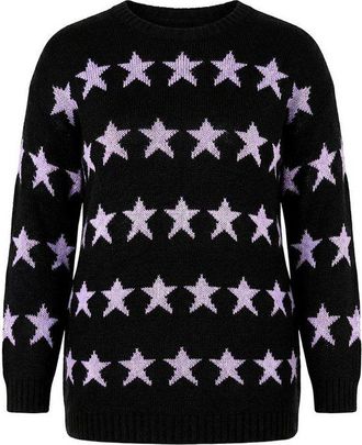 Angel Of Style Strickpullover Long-Pullover oversized Sterne Ballon-Langarm