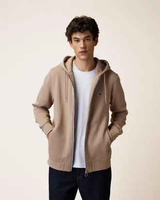 Faguo Sweat zipp&eacute; &agrave; capuche beige clair