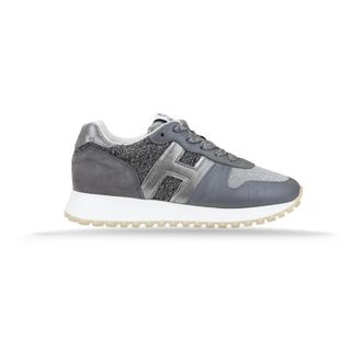 Hogan Glitzer Sneakers mit Lederelementen - - Shoes - Damen - Grau - 35 1/2 EU