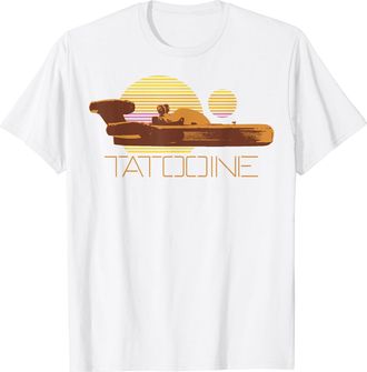 Star Wars Flying Through Tatooine Striped Poster T-Shirt