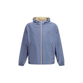 Prada Mens Beige Recycled Polyamide Shell Jacket Clothing