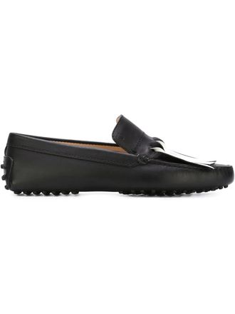 Tod's Loafer mit wei&szlig;en Fransen - Schwarz