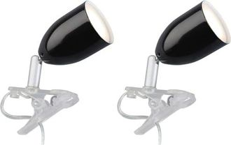 Brilliant Lampe Leo LED Klemmleuchte schwarz | 1x LED-PAR51, GU10, 3W LED-Reflektorlampe inklusive, (240lm, 2700K) | Mit Schnurzwischenschalter (Packung mit 2)