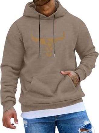 Generic Sweat a Capuche Homme Sweatshirt Hooded Hoodie Homme Graphique T&ecirc;te de Taureau, Sweatshirt Confortable avec Cordon de Serrage pour Port Quotidien