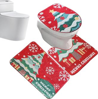 Generic Weihnachts -Toilettensitzabdeckung - festlicher Teppich, Anti -Slip -Matte | Cartoon Design Badezimmerdekor für Zuhause, Wohnheim, Hotel, Wohnung, Mie