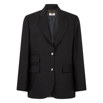 Elisabetta Franchi Pinstripe-Blazer aus Cool Wool Stoff - - Jackets - Damen - Schwarzk - XS