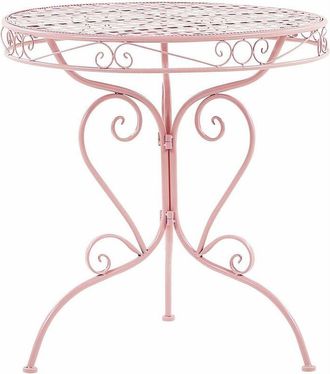 Beliani Beliani - Gartentisch Rosa Metall Rund Balkon Terrasse Garten Romantisch