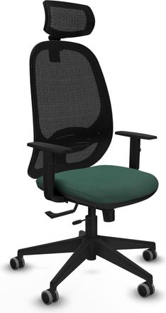 Piqueras y Crespo Drehstuhl zylindrisch gr&uuml;n mit 1D-Armlehnen, h&ouml;henverstellbare Lendenwirbelst&uuml;tze und h&ouml;henverstellbares Kopfteil und Neigungsverstellung. Ausgestatte