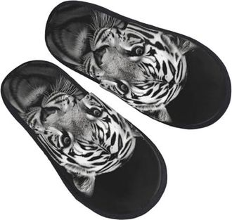 Generic Chaussons Maison Tigre Noir Et Blanc Doux Pantoufles Confortable Chaussons Pour Automne DIntérieur Chambre L