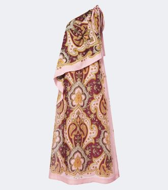 Alemais Al&eacute;mais Robe longue Porter asym&eacute;trique &agrave; imprim&eacute;