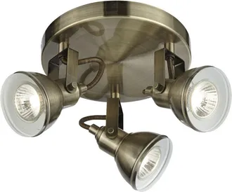 Searchlight Searchlight - focus 3LT Plafonnier 3 Spots metal Laiton antique cordon marron, GU10 max 3x50w Diam 30cm