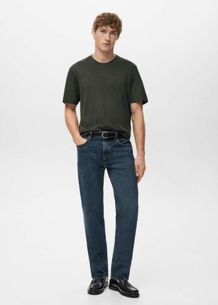 Mango T-shirt 100 % coton regular-fit chocolat - Homme - XXL - MANGO MAN