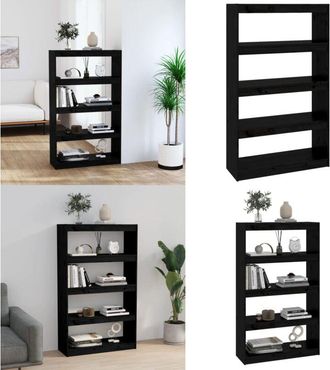 vidaXL Vidaxl - B&uuml;cherregal/Raumteiler Schwarz 80x30x135,5 cm Massivholz Kiefer - B&uuml;cherregal - Raumteiler - Holzm&ouml;bel - Massiver Kiefer - Schwarz - Home &