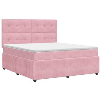 vidaXL Letto Box Spring Con Materasso Rosa 160 X 200 Cm Velluto Vidaxl