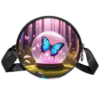 Generic Sac &agrave; bandouli&egrave;re rond pour femme, petit sac &agrave; bandouli&egrave;re avec fermeture &eacute;clair et bretelles r&eacute;glables style d&eacute;contract&eacute; pour femmes et filles