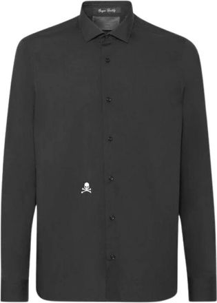 Philipp Plein Homme, Chemises, Noir, Taille: XL Sugar Daddy Cut Skull Shirt