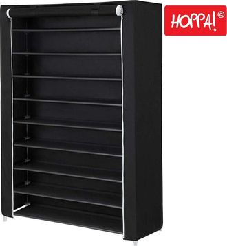 Hoppa Schuhe - 7 Ablagen mit Stoffabdeckung - Schwarz