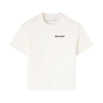 Palm Angels T-Shirts mit gesticktem Logo und Rundhalsausschnitt - - Tops - Damen - Wei&szlig; - XS