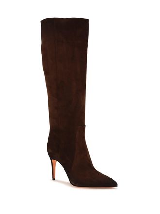 Santoni Womens Pointed High Boots Brown Calf Leather Bos Taurus