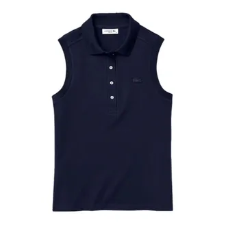 Lacoste Femme, Tops, Bleu, Taille: 40 FR Polo Bleu avec Boutons en Nacre