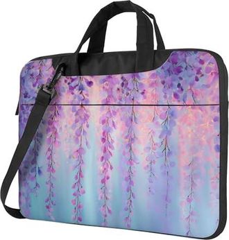 Generic Wisteria Housse de protection antichoc pour ordinateur portable de 15,6 avec bandouli&egrave;re - Motif floral violet, multicolore, 15.6 inch