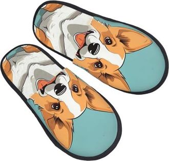 Generic Pantoufles Unisexes Corgi Chien Mignon Maison Chaussures Lavable Doublées En Peluche Pantoufles Pour Invités, Pour Intérieur Extérieur, Hommes, Fête, 