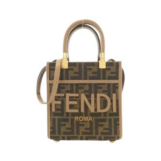 Fendi Pre-owned Sunshine Shopper Small Canvas Calf Leather Tote Bag - Femme - Pre-owned - Brun - Taille: ONE Size