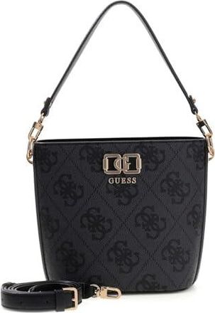 Guess sac &agrave; &eacute;paule bandouli&egrave;re Karnilla Logo Bucket Coal Logo gris fonc&eacute;