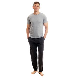 Light & Shade LSSET032L Herren T-Shirt mit Rundhalsausschnitt und Hosenunterteil Pyjama-Set, Hellgrau meliert, XXL