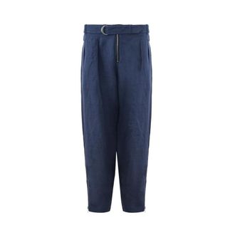 Emporio Armani Homme, Pantalons, Bleu, Taille: 3XS Pantalon Effet Denim en Lin