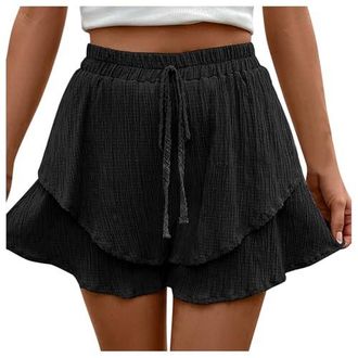 Generic Short Noir Taille Haute Femme Ete Invisible Broderie Vetement Athl&eacute;tisme Piscine Ouat&eacute; Eau Maison Brillant Ceinture V&eacute;ritable Homewear Int&eacute;rieur Tenda