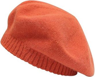 ZLYC Hiver Femmes Classique Francais Chapeau de B&eacute;ret Couche Double(Orange uni),Taille Unique