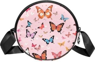 Generic Sac &agrave; bandouli&egrave;re rond pour femme, petit sac &agrave; bandouli&egrave;re color&eacute; avec fermeture &eacute;clair, bretelles r&eacute;glables, sac &agrave; main rond d&eacute;contract&eacute; pour femmes 