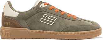 D.Franklin Herren-Sneaker aus Leder mit technischem Innenfutter Rebel Basic Flag Grün - Herren Schnürschuhe - Freizeitmode - Größe (45) - Modell Flag