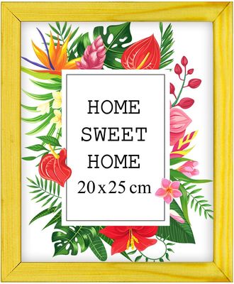 MG Design Gelb Bilderrahmen 20 x 25 cm - Aus echtem Holz mit Acrylglas, zum Aufhängen & Aufstellen, für Fotos, Poster & Puzzle