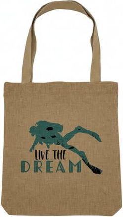 Fabulous Sac Shopping Tote Bag Aspect Lin - Live the Dream Scuba Diving Sea Reef - Sac de Courses Toile Epaisse 360g Beige Naturel Cabas Port&eacute; Epaule Solide Im