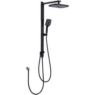 HOMELODY Regendusche Duschsystem ohne Armatur, Schwarz Handbrause mit 3 Funktionen, Gro&szlig;er Quadratischer Duschkopf, Regenwalddusche H&ouml;henverstellbar