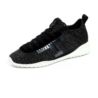 Tod's Lurex Leder Sportiva Silber Schuhe - - Shoes - Damen - Schwarzk - 35 EU