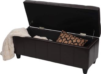 Mendler Aufbewahrungs-Truhe Kriens, Sitzbank Bank, Kunstleder, 45x114x45cm - braun