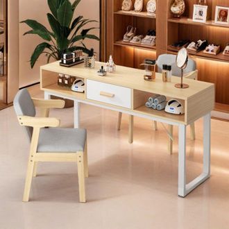 Generic Manicure Table Station Modern Professional Double Nail with Storage Drawers Wooden Nail Art Work(120X40X78Cm)