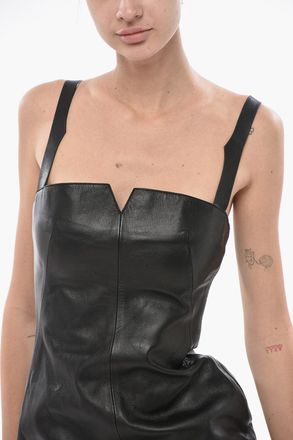 Off-white Etuikleid aus Leder mit Rei&szlig;verschluss hinten Off-White